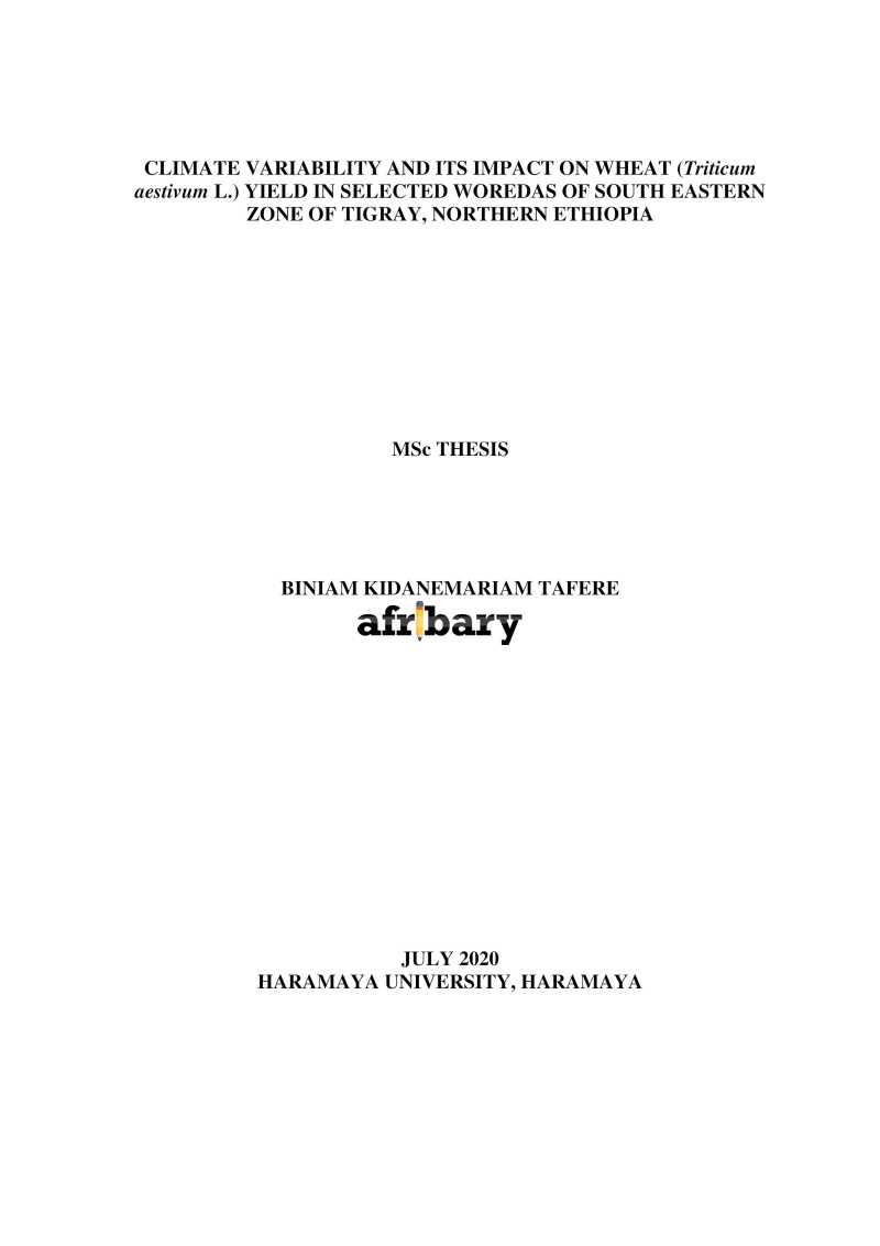 CLIMATE VARIABILITY AND ITS IMPACT ON WHEAT (Triticum aestivum L ...