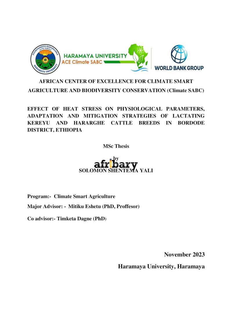 EFFECT OF HEAT STRESS ON PHYSIOLOGICAL PARAMETERS, ADAPTATION AND ...