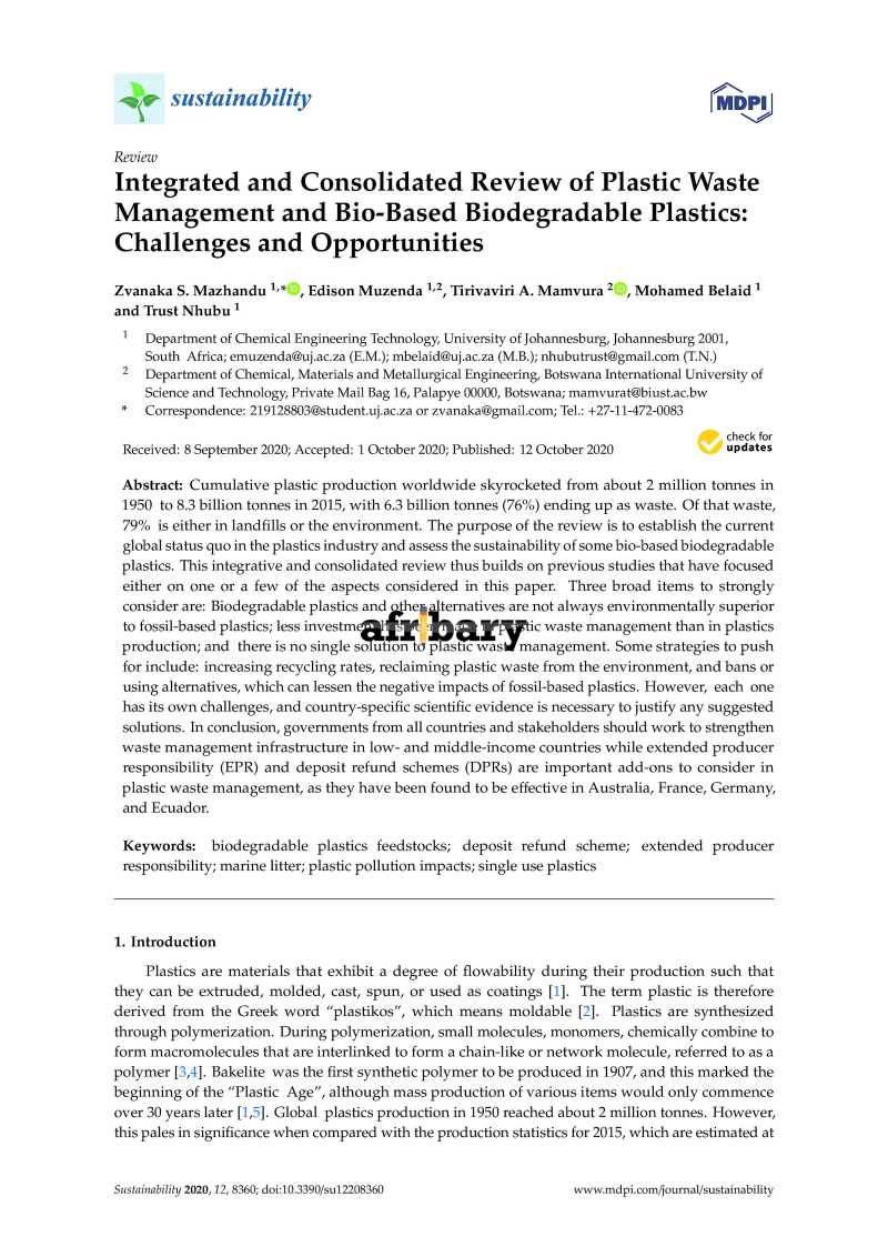 Integrated and consolidated review of plastic waste management and bio ...
