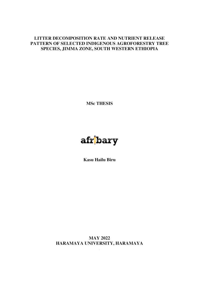 LITTER DECOMPOSITION RATE AND NUTRIENT RELEASE PATTERN OF SELECTED ...