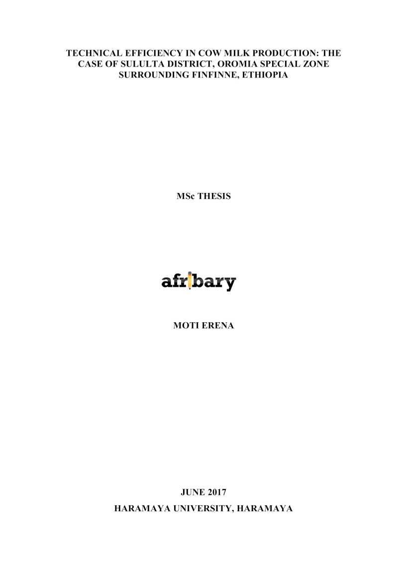 TECHNICAL EFFICIENCY IN COW MILK PRODUCTION: THE CASE OF SULULTA ...