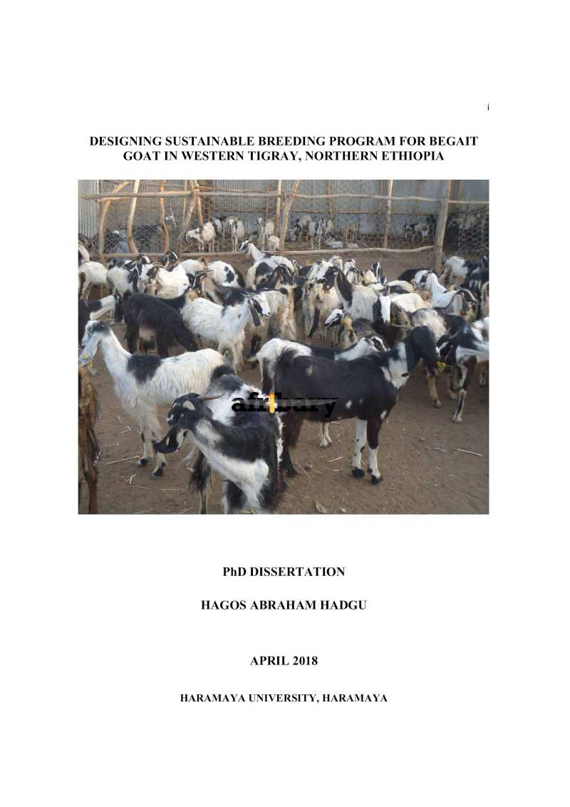 DESIGNING SUSTAINABLE BREEDING PROGRAM FOR BEGAIT GOAT IN WESTERN ...