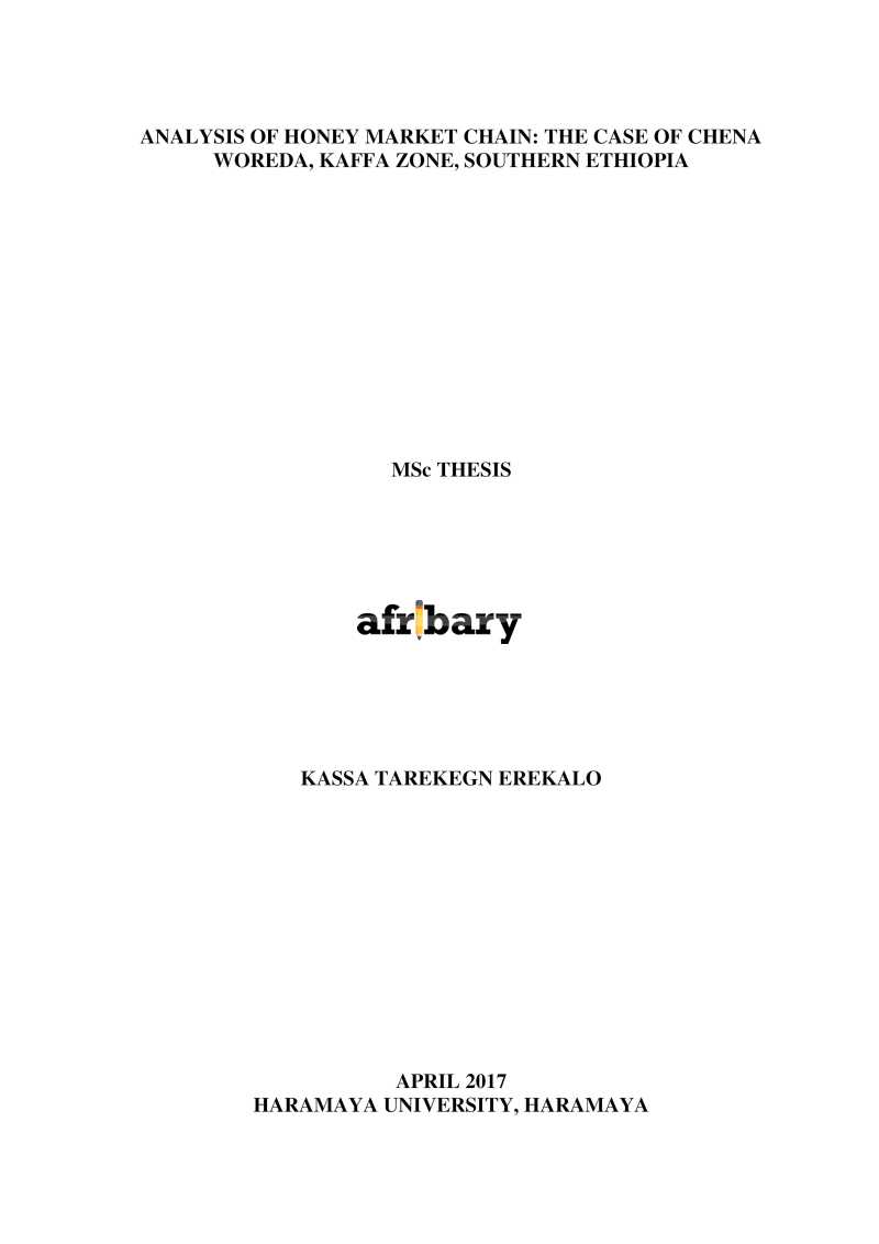 Analysis of Honey Market Chain: The Case of Chena Woreda, Kaffa Zone ...