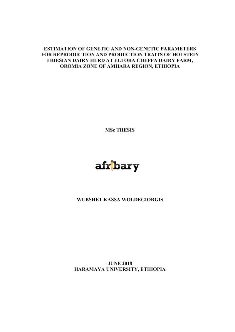 Estimation of Genetic and Non-Genetic Parameters for Reproduction and ...
