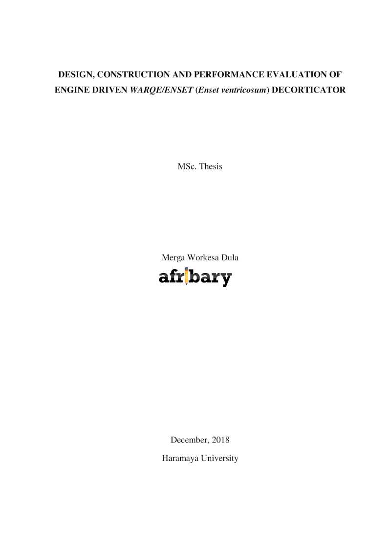 DESIGN, CONSTRUCTION AND PERFORMANCE EVALUATION OF ENGINE DRIVEN WARQE ...