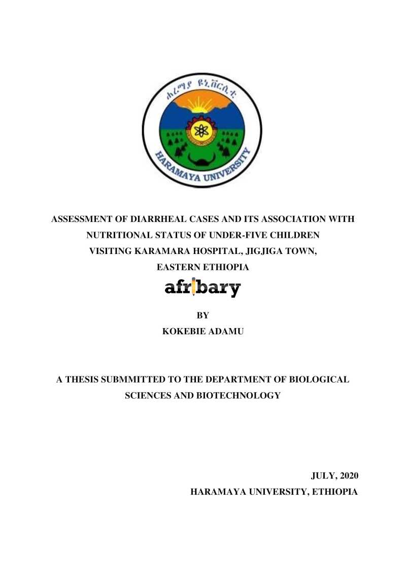 ASSESSMENT OF DIARRHEAL CASES AND ITS ASSOCIATION WITH NUTRITIONAL ...