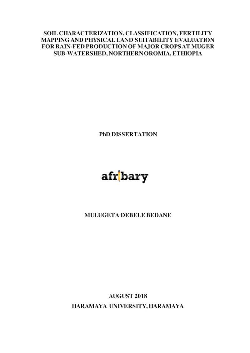 SOIL CHARACTERIZATION, CLASSIFICATION, FERTILITY MAPPING AND PHYSICAL ...