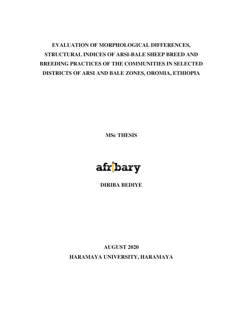 Evaluation of morphological differences, structural indices of Arsi ...