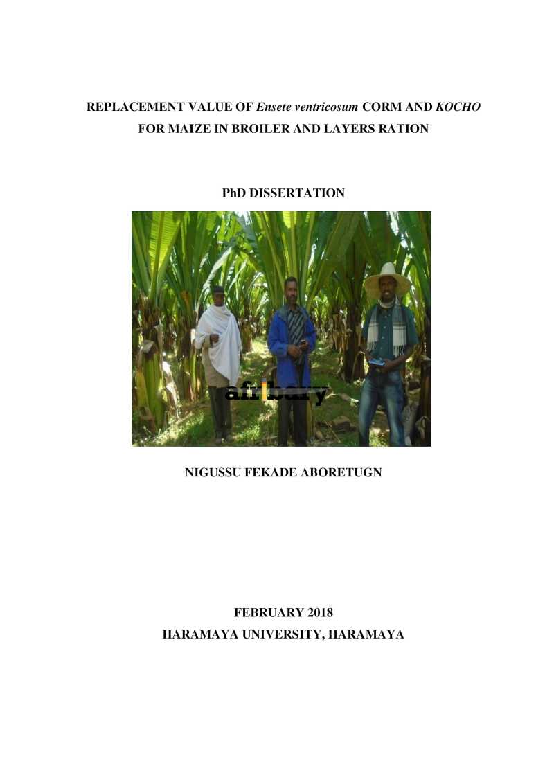 Replacement Value of Ensete ventricosum Corm and Kocho for Maize in ...
