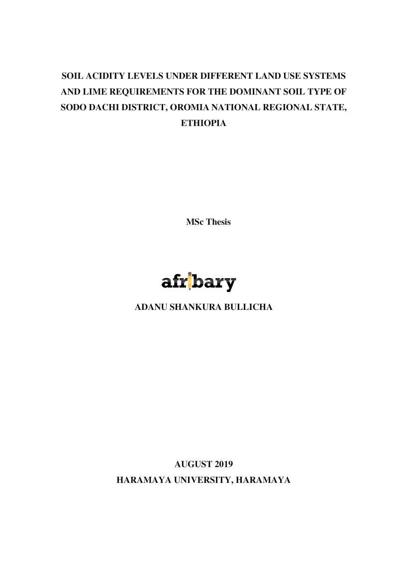 SOIL ACIDITY LEVELS UNDER DIFFERENT LAND USE SYSTEMS AND LIME ...