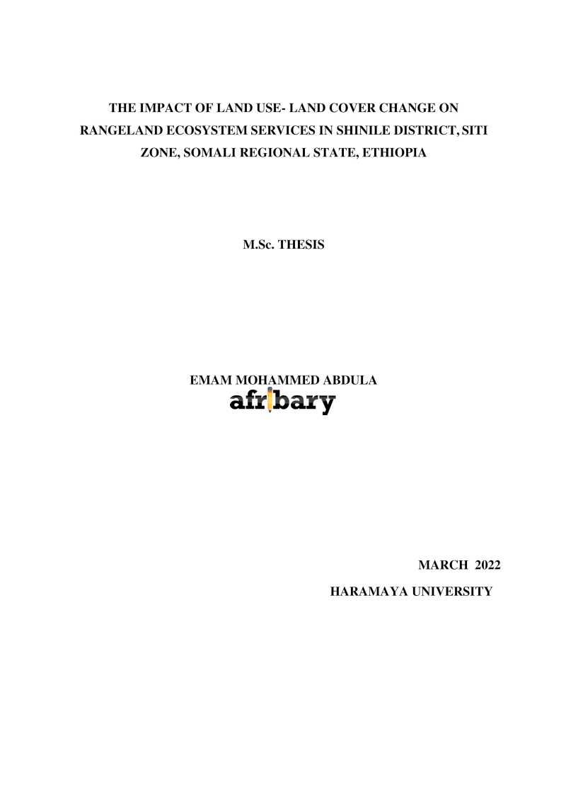 THE IMPACT OF LAND USE- LAND COVER CHANGE ON RANGELAND ECOSYSTEM ...