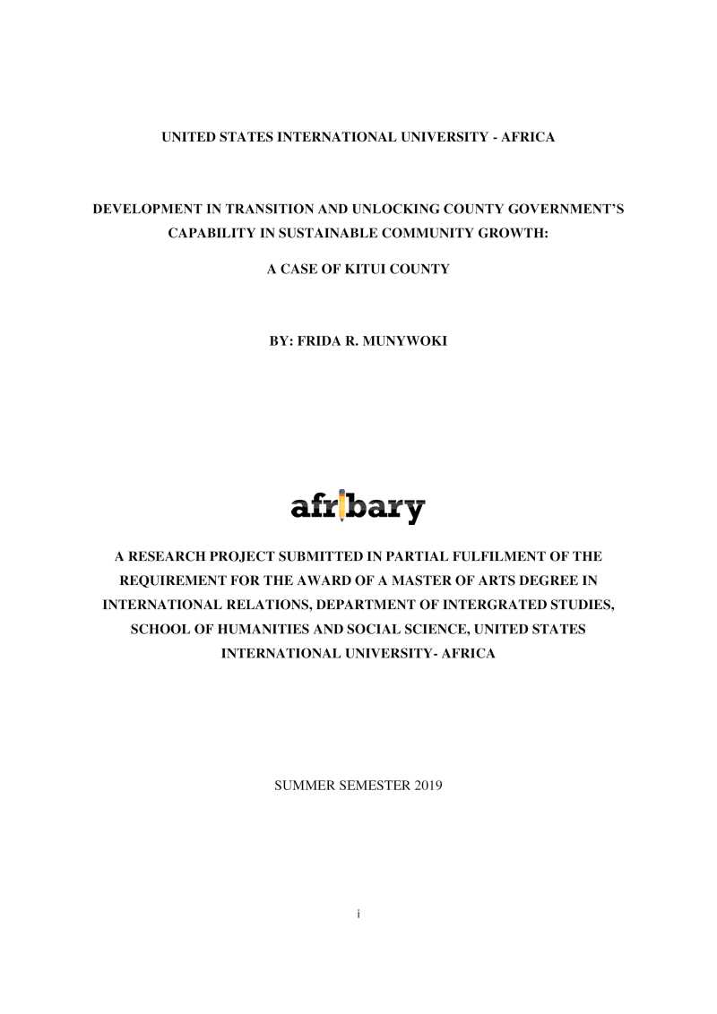 Development in Transition and Unlocking County Government’s Capability ...
