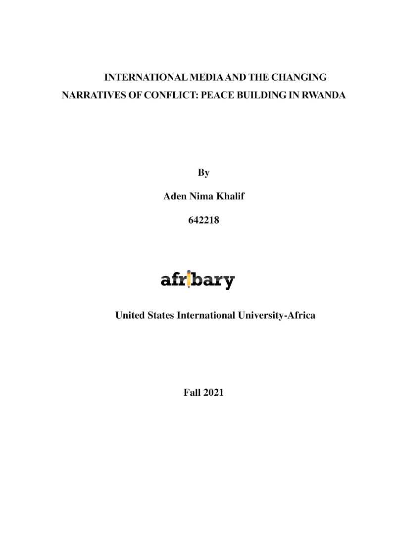 International Media and the Changing Narratives of Conflict: Peace ...