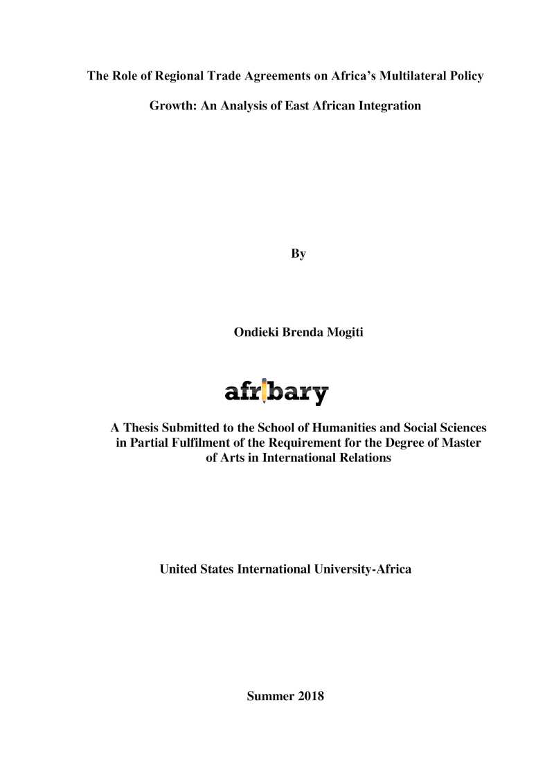 The Role of Regional Trade Agreements on Africa’s Multilateral Policy ...