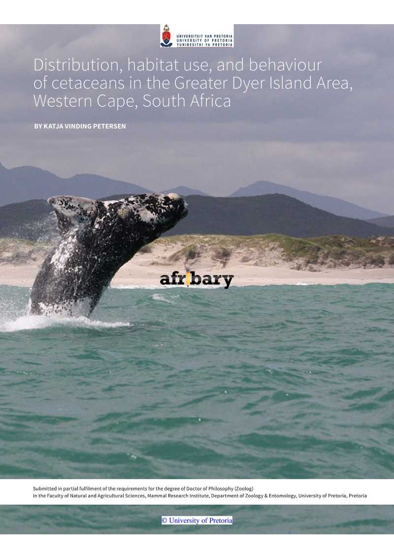Distribution habitat use and behaviour of cetaceans in the Greater Dyer ...