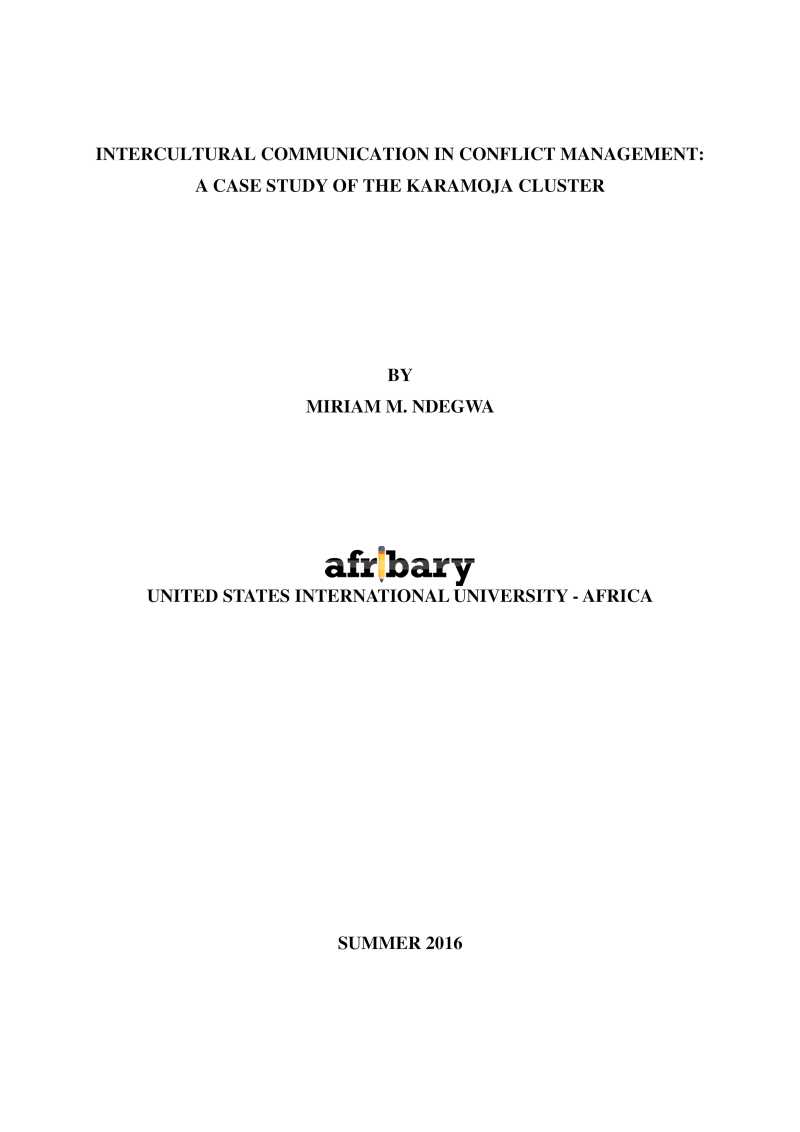 Intercultural Communication in Conflict Management: A Case Study of the ...