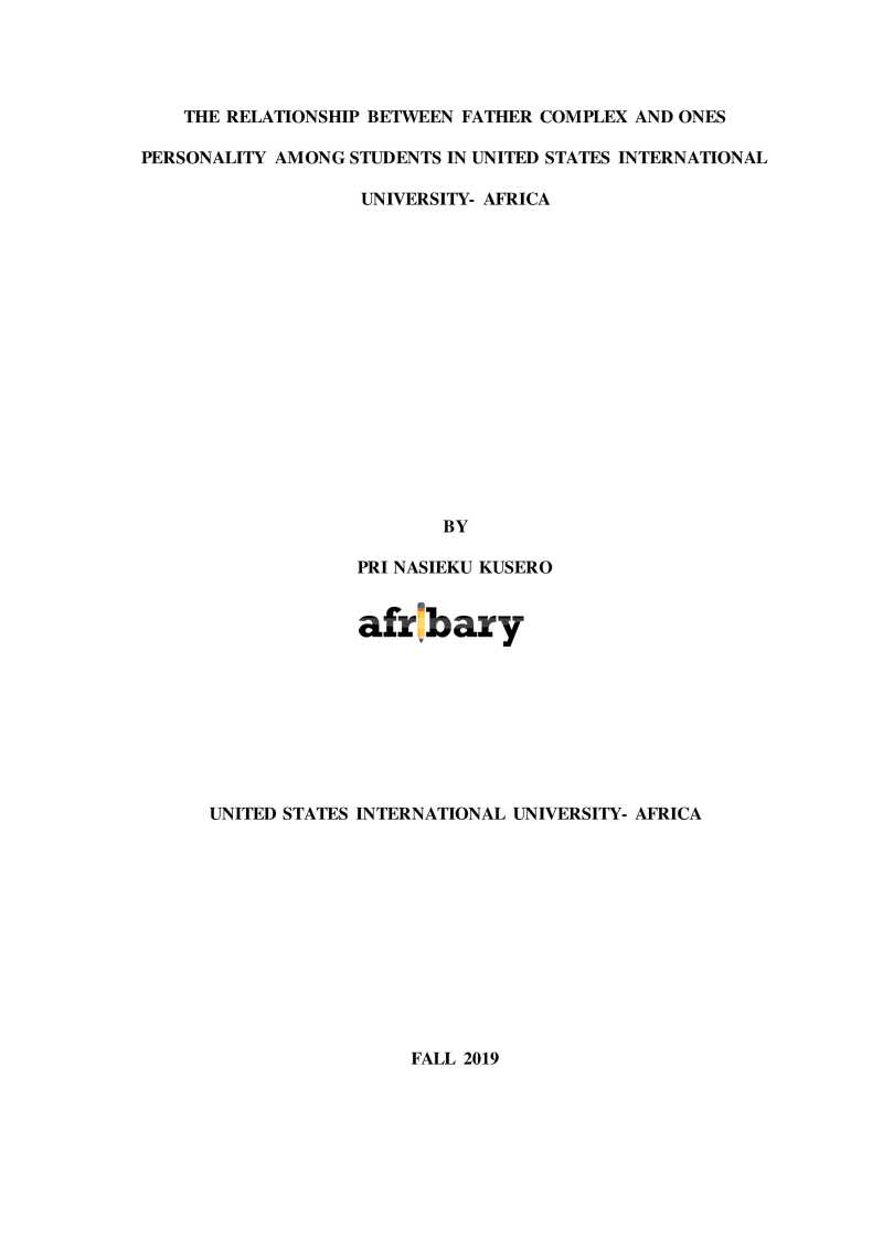 The Relationship between Father Complex and Ones Personality among ...