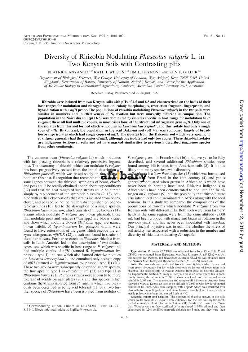 Competition in Kenyan soils between Rhizobium leguminosarum biovar ...