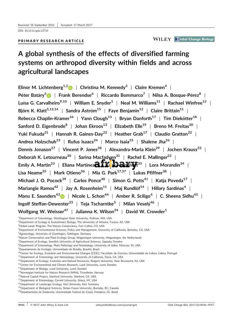 A global synthesis of the effects of diversified farming systems on ...