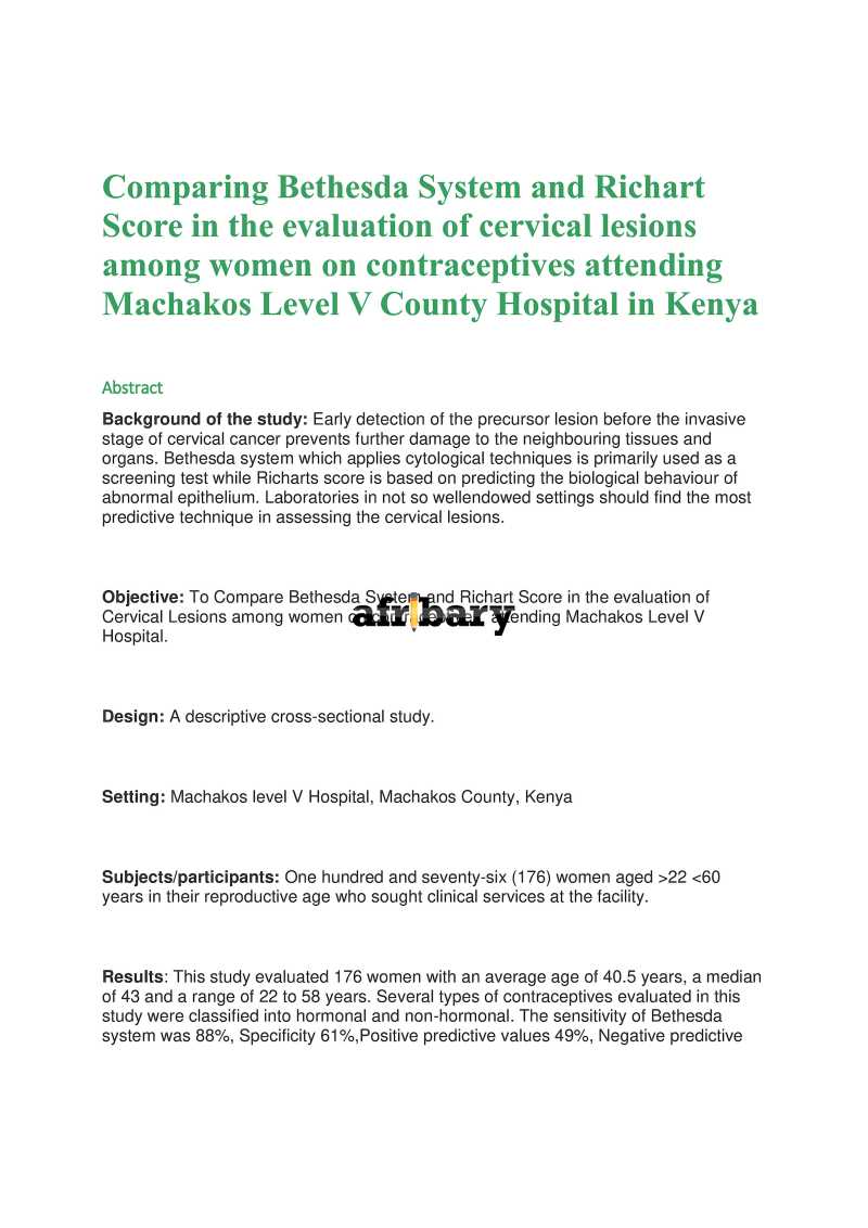 Comparing Bethesda System and Richart Score in the evaluation of ...