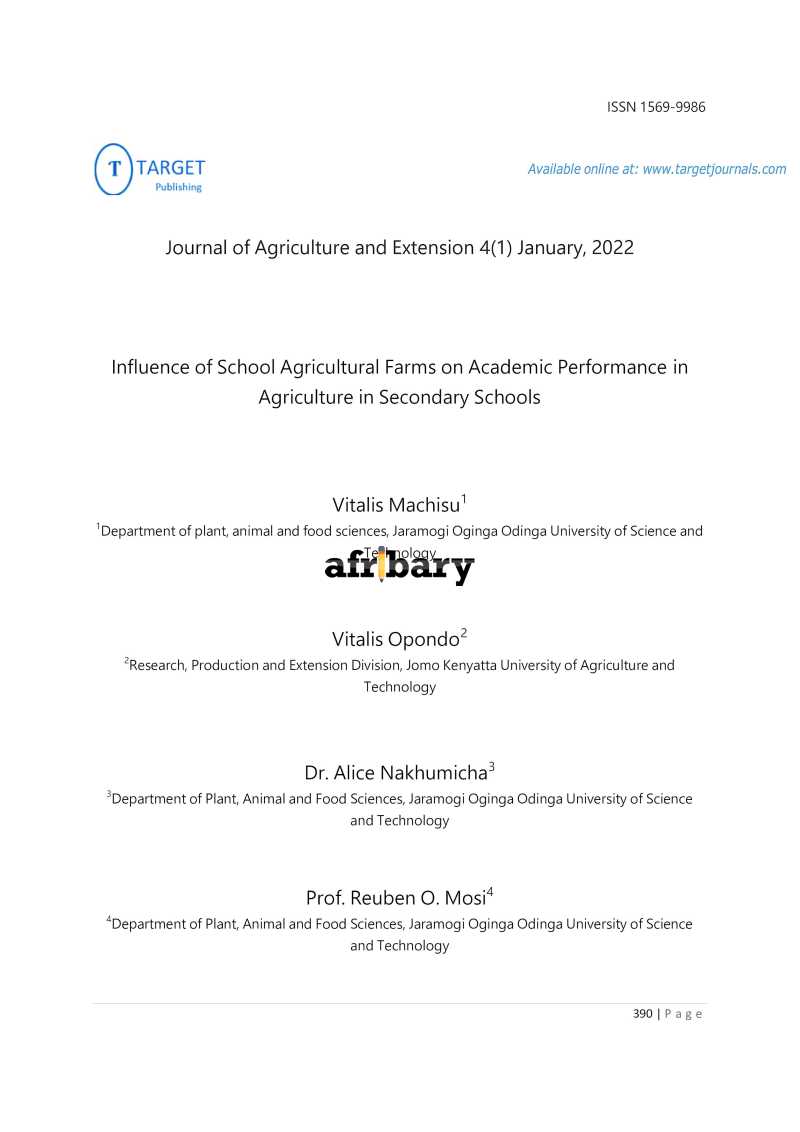 Influence of School Agricultural Farms on Academic Performance in ...