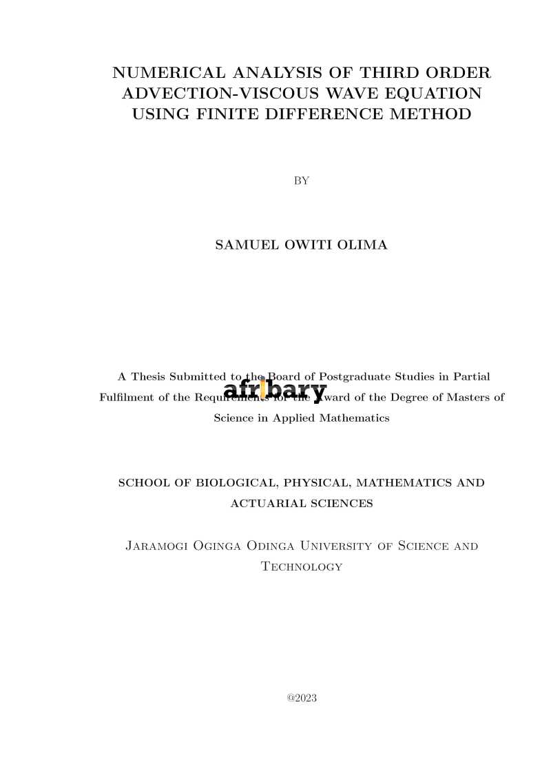 Numerical Analysis Of Third Order Advection Viscous Wave Equation Using Finite Difference Method