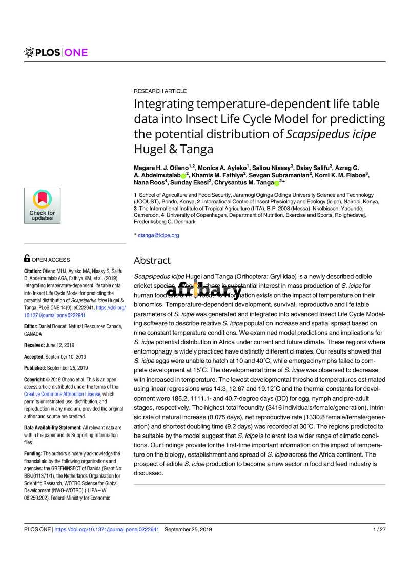 Integrating Temperature-Dependent Life Table Data into Insect Life ...