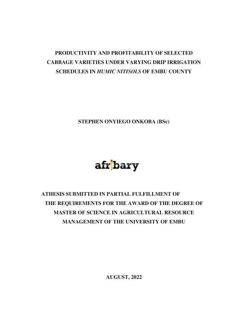 Productivity and profitablity of selected cabbage varieties under ...