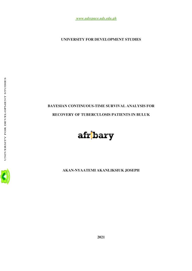BAYESIAN CONTINUOUS-TIME SURVIVAL ANALYSIS FOR RECOVERY OF TUBERCULOSIS ...
