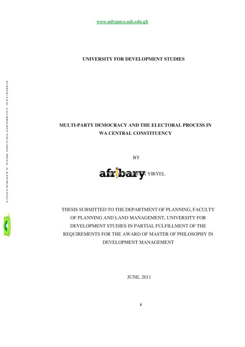 MULTI-PARTY DEMOCRACY AND THE ELECTORAL PROCESS IN WA CENTRAL ...