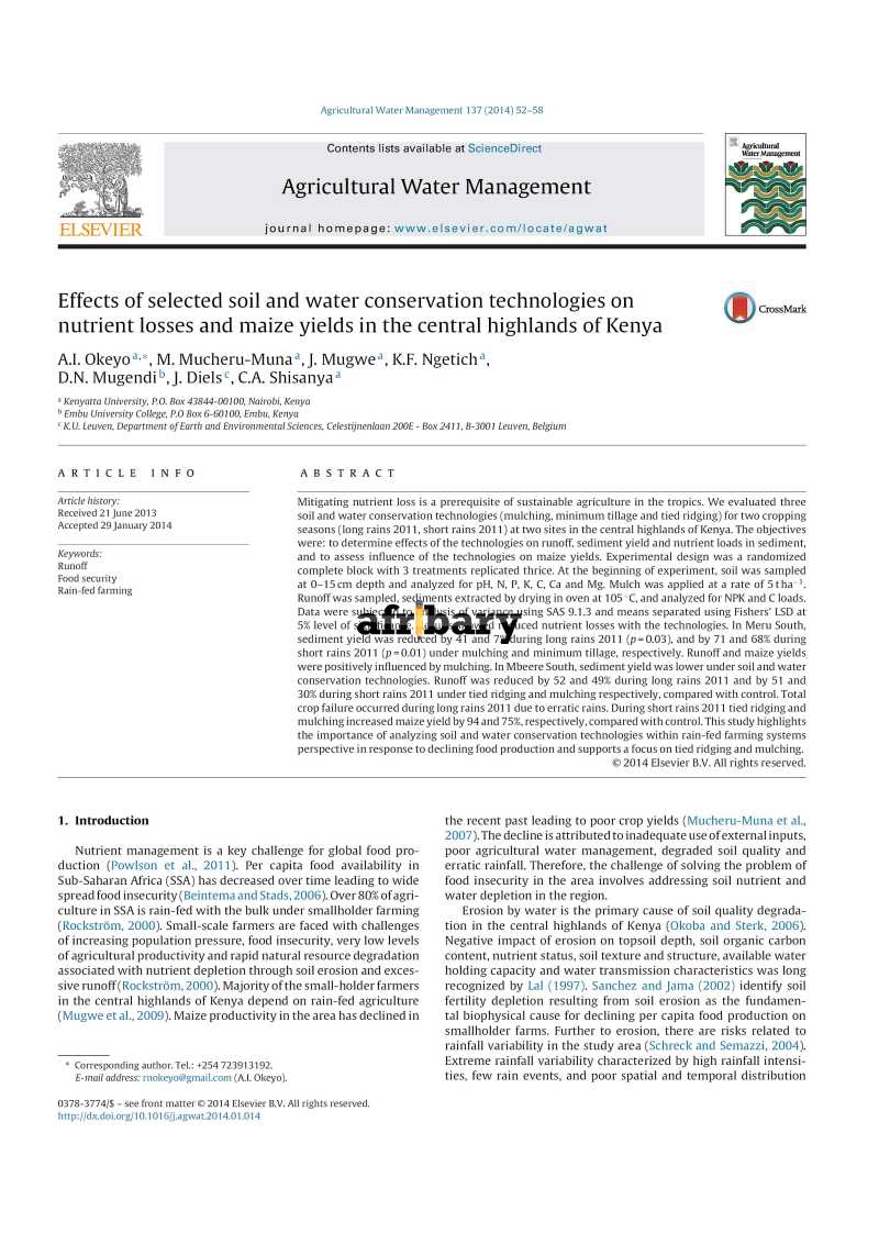 Effects of selected soil and water conservation technologies on ...