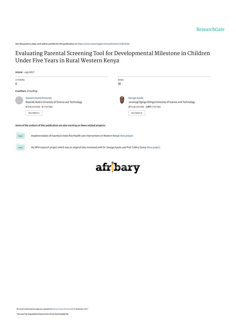 Evaluating parental screening tool for developmental milestone in ...