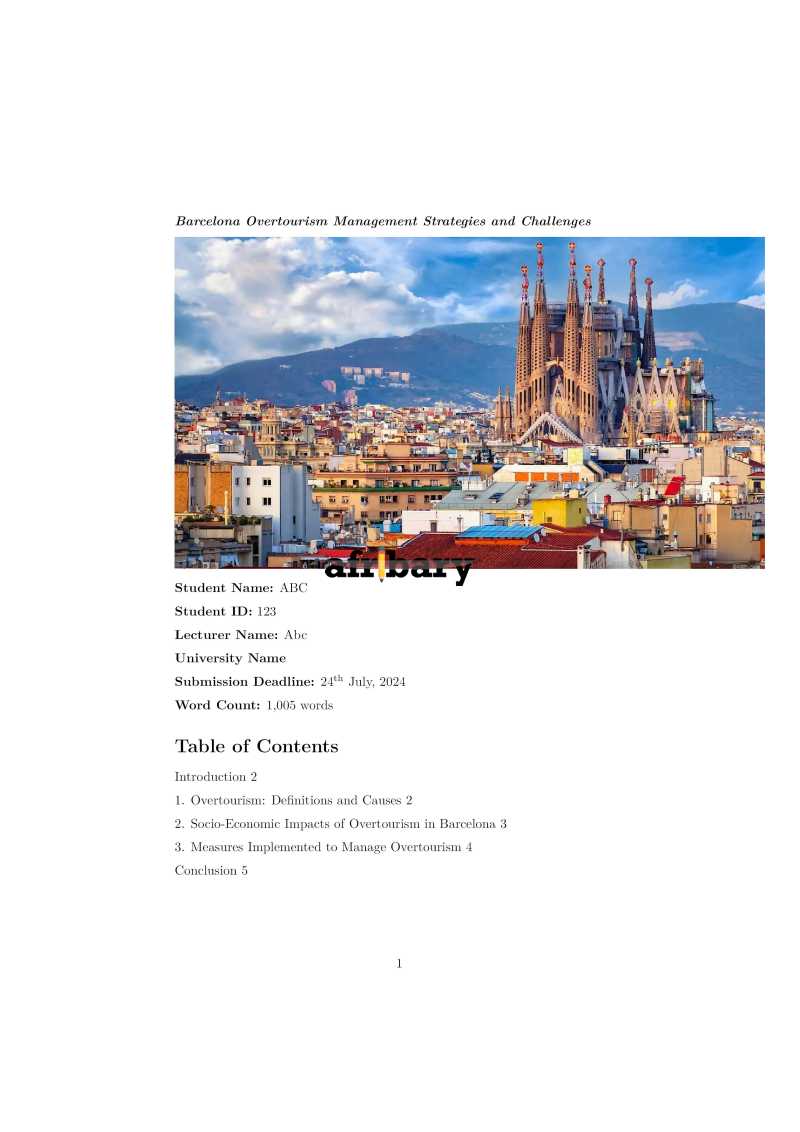 Barcelona Over tourism Management Strategies and Challenges | Afribary