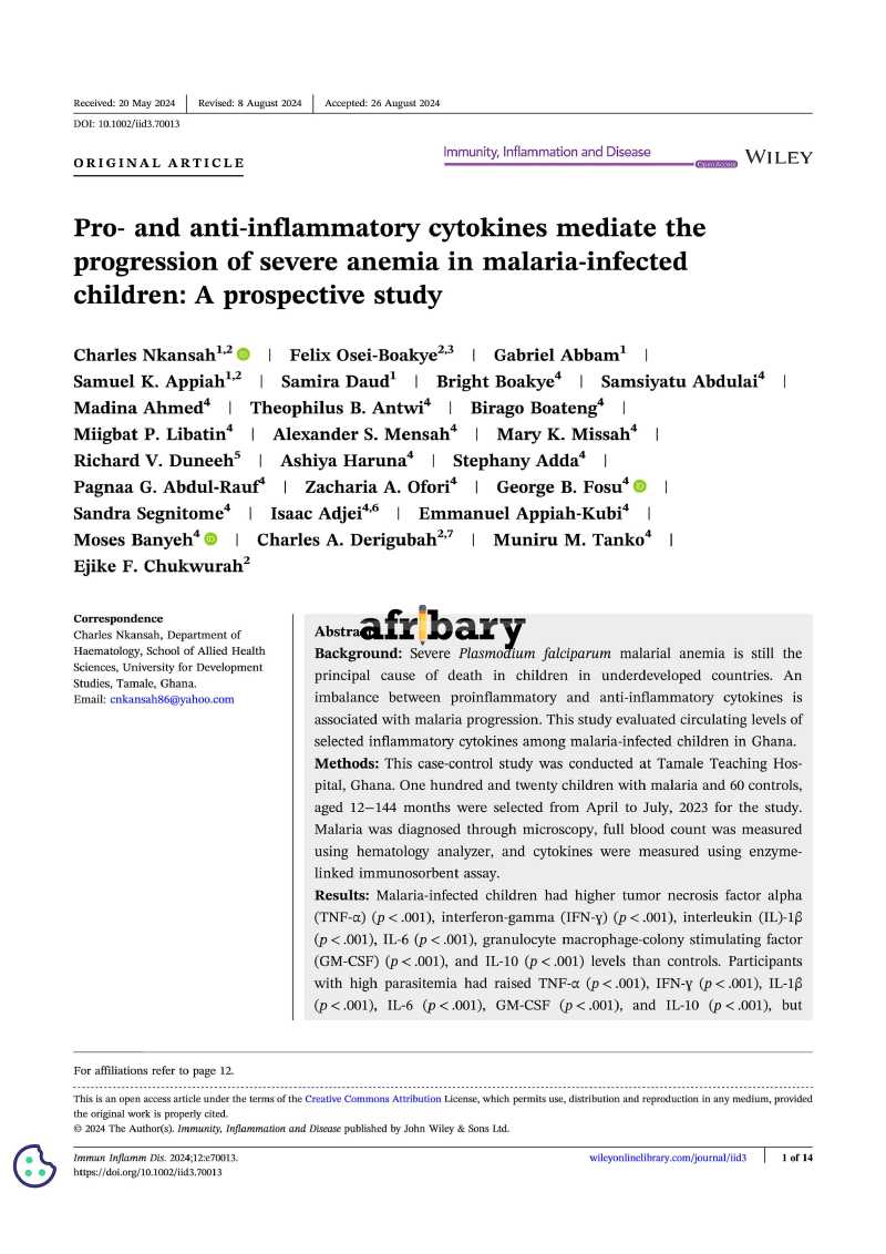 Pro- and anti-inflammatory cytokines mediate the progression of severe ...